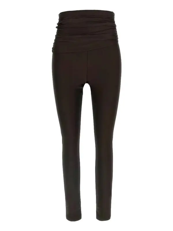 Andamane Vicky Draping High-waisted Leggings - Brown
