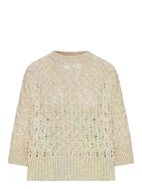 Brunello Cucinelli Open-work Sequin Sweater - Neutrals