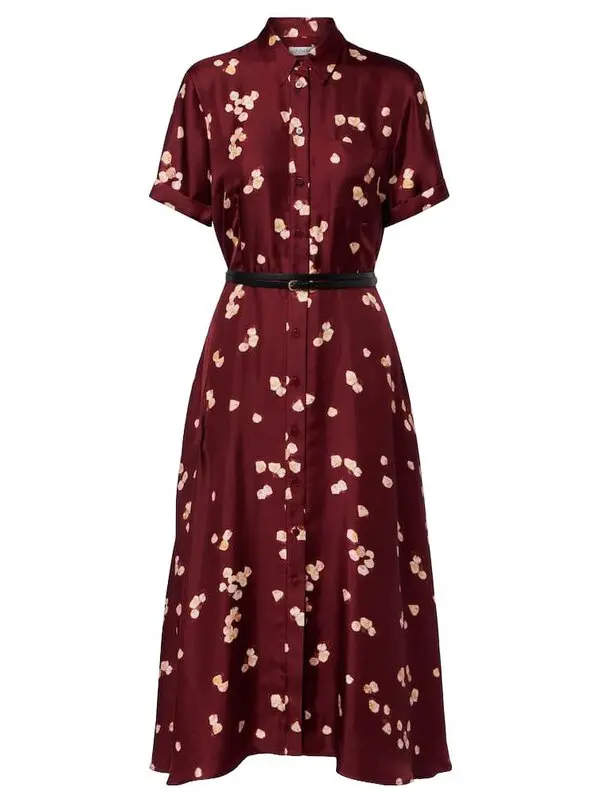 Altuzarra Printed Belted Silk Shirt Dress - Burgundy