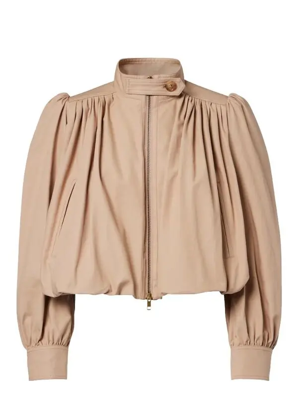 Chloé Gathered Cropped Cotton Canvas Jacket - Beige