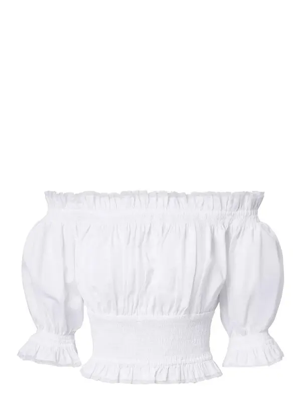 Dolce & Gabbana Off-shoulder Cotton-blend Poplin Crop Top - White