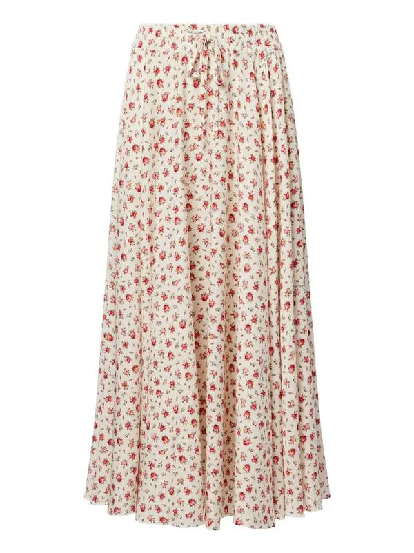Dolce & Gabbana Floral Silk-blend Midi Skirt - White