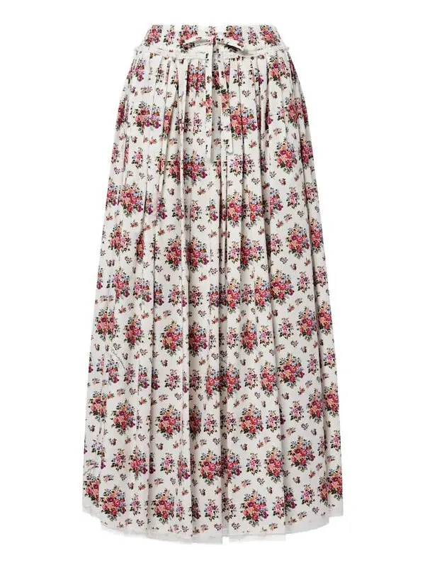 Dolce & Gabbana Floral Lace-trimmed Cotton Midi Skirt - White