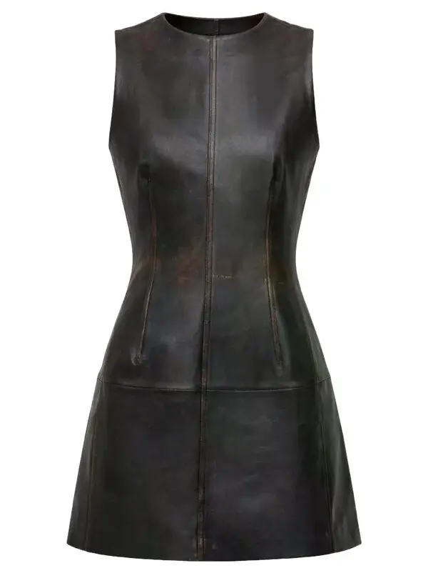 Staud Bix Leather Dress - Brown