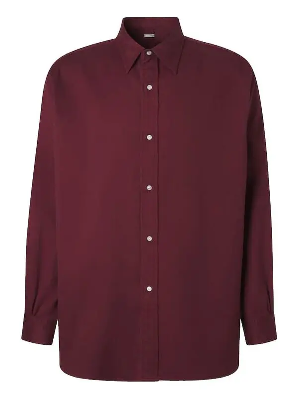 A.PRESSE Cotton Twill Shirt - Burgundy