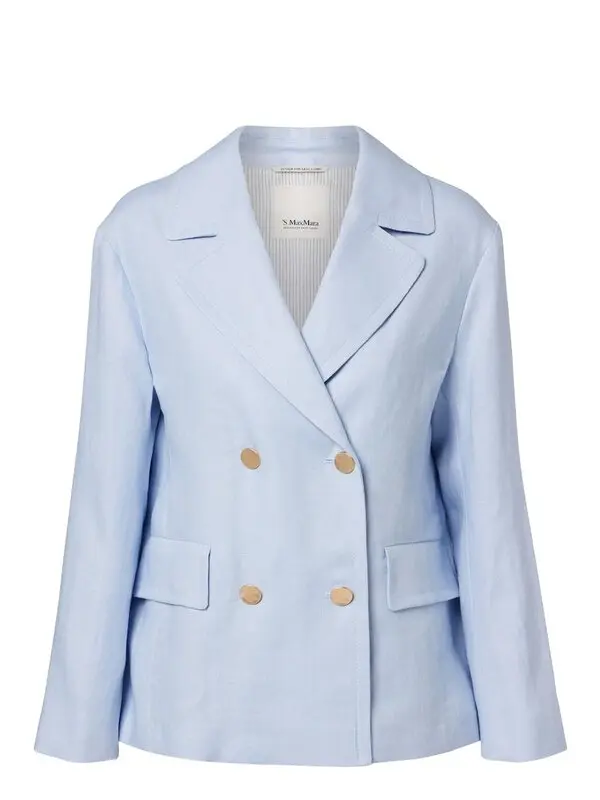 Max Mara Avenue Double-breasted Linen Blazer - Blue