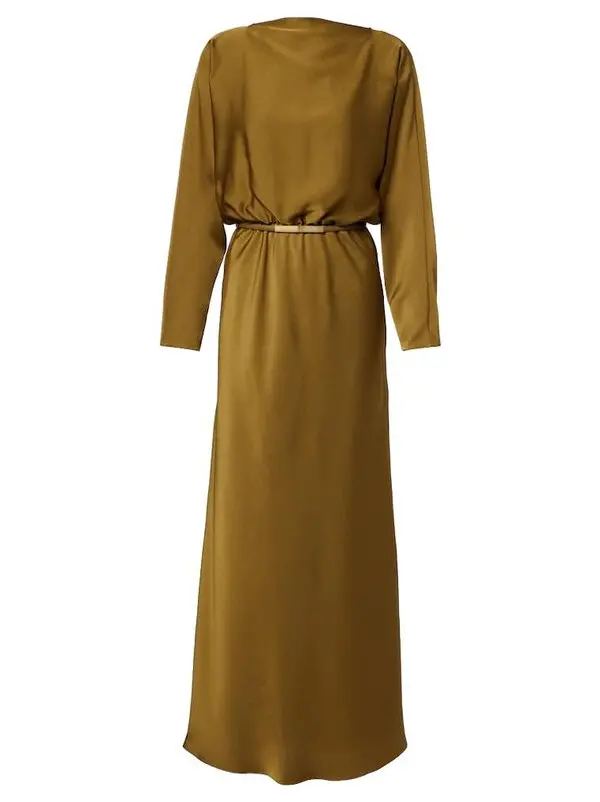 Max Mara Pentola Satin Cocktail Dress - Green