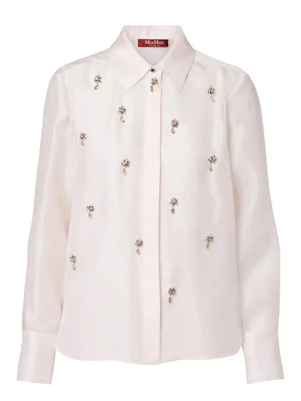 Max Mara Agi Crystal-embellished Silk Shirt - Pink