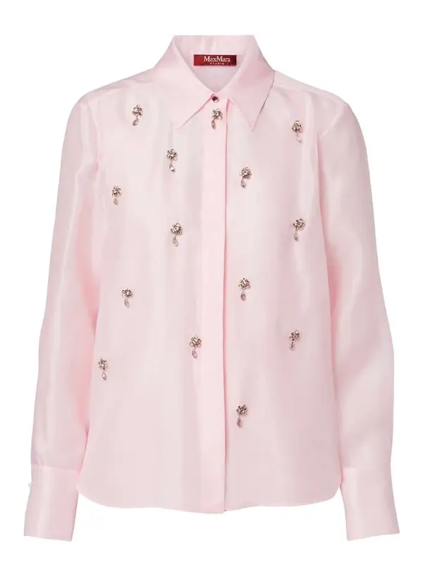 Max Mara Agi Crystal-embellished Silk Shirt - Pink