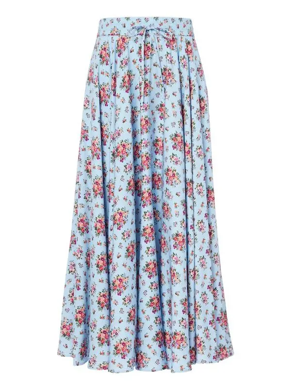 Dolce & Gabbana Floral Silk-blend Midi Skirt - Blue