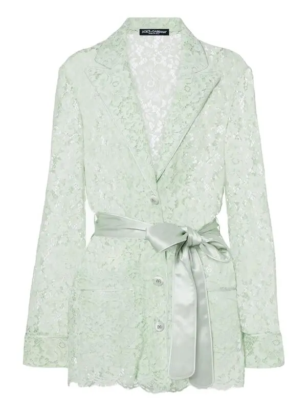 Dolce & Gabbana Belted Lace Blazer - Green