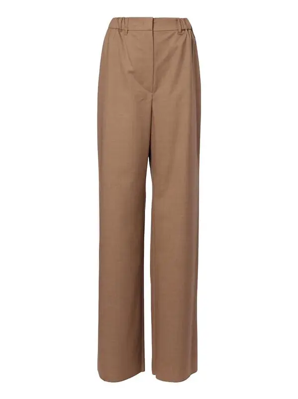 Max Mara Salpa Virgin Wool Wide-leg Pants - Beige