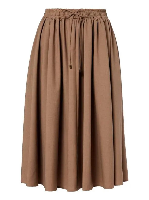 Max Mara Livrea Virgin Wool Midi Skirt - Brown