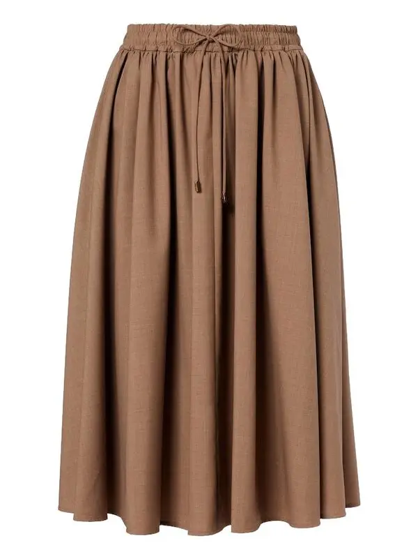 Max Mara Virgin Wool Midi Skirt - Brown