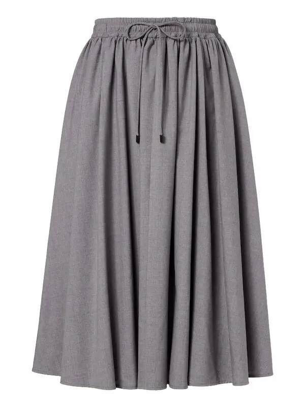 Max Mara Livrea Virgin Wool Midi Skirt - Grey