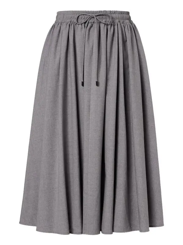 Max Mara Virgin Wool Midi Skirt - Grey