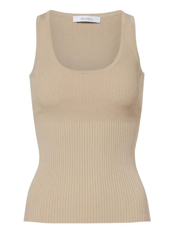Max Mara Ribbed-knit Tank Top - Beige