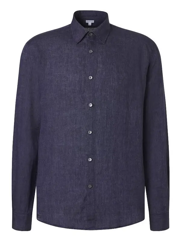 Sunspel Linen Shirt - Blue