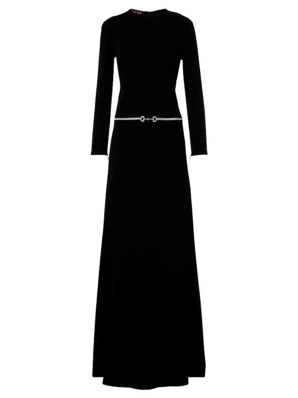 Gucci Horsebit Embellished Jersey Maxi Dress - Black