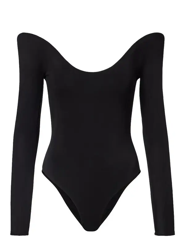 Alaïa Off-shoulder Jersey Bodysuit - Black