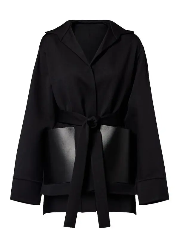 Alaïa Leather-trimmed Virgin Wool Wrap Jacket - Black