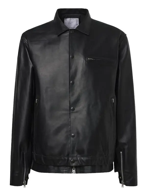 Sacai Leather Blouson Jacket - Black