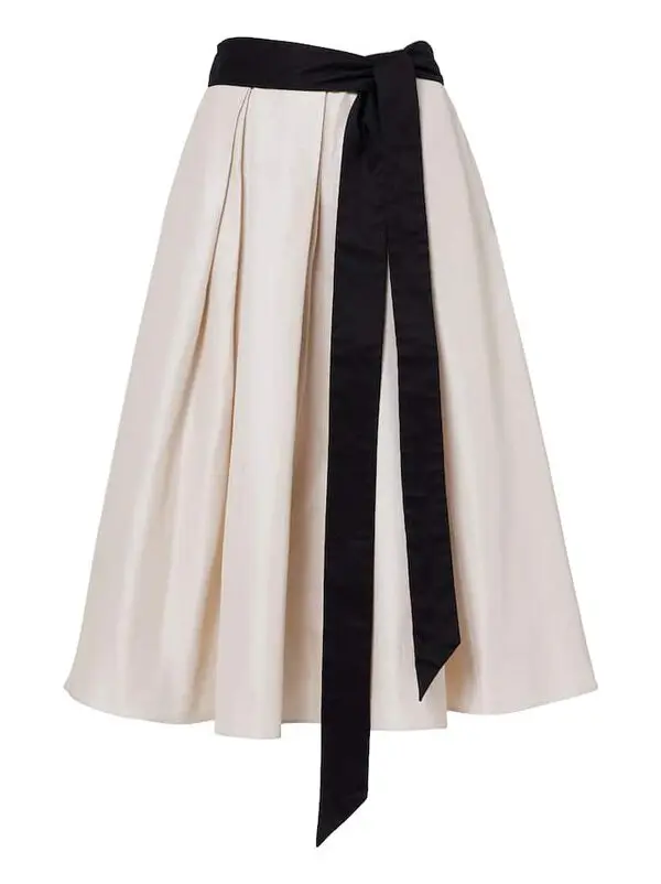 Max Mara Baschi Pleated Cotton-blend Midi Skirt - White
