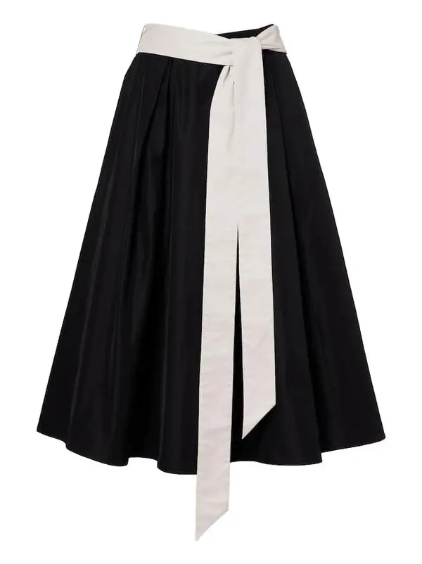 Max Mara Baschi Pleated Cotton-blend Midi Skirt - Black