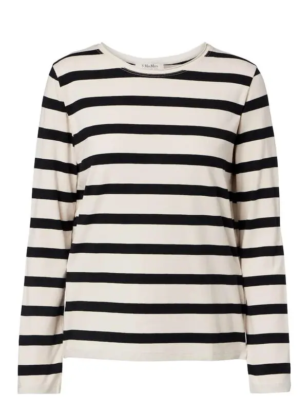 Max Mara Divina Striped Cotton-blend Jersey T-shirt - White
