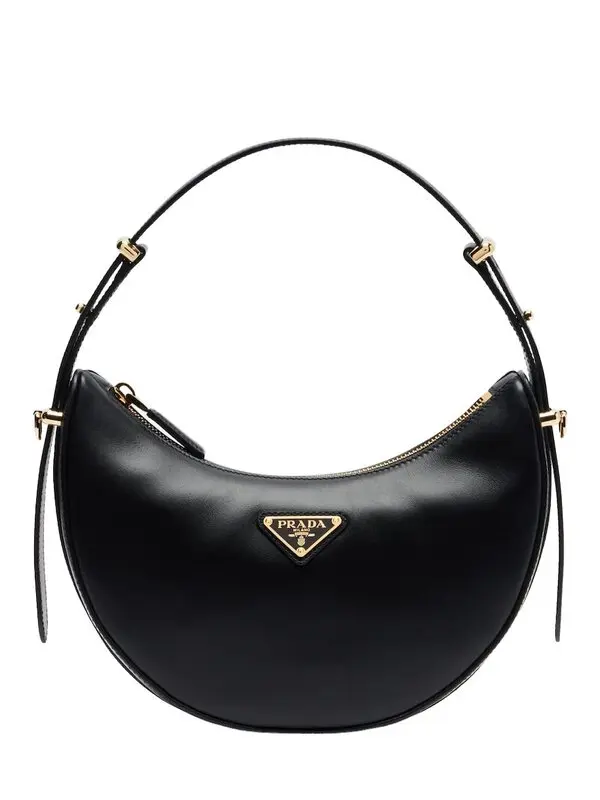 Prada Arqué Mini Leather Shoulder Bag - Black