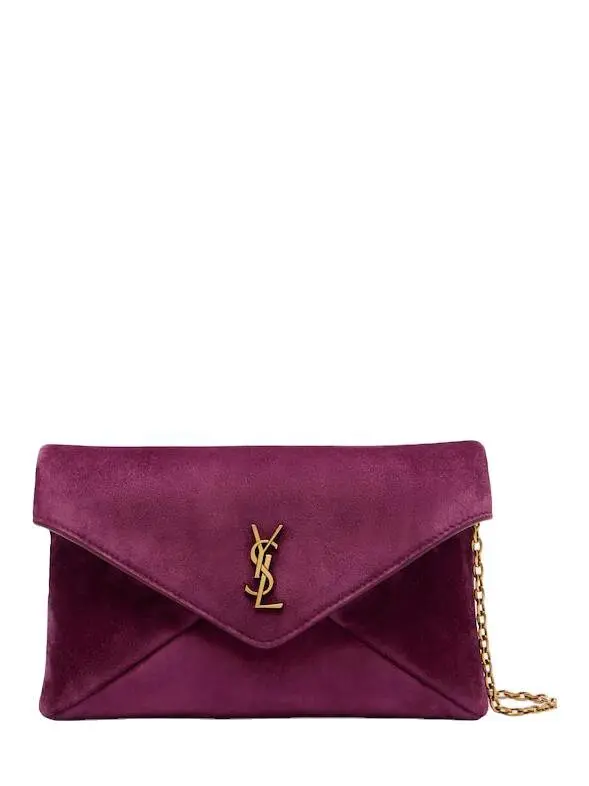 Saint Laurent Cassandre Small Suede Crossbody Bag - Purple