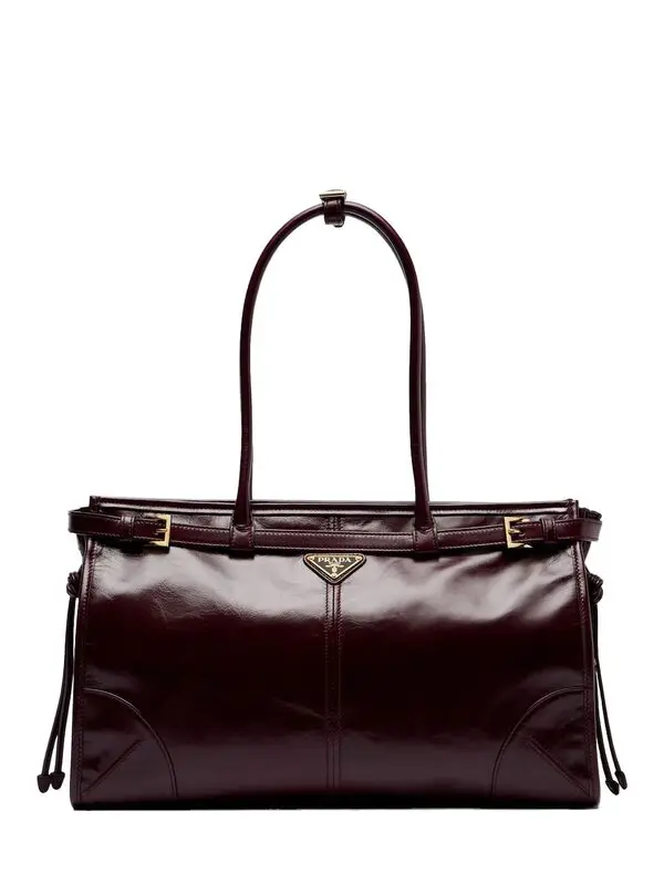Prada Bonnie Large Leather Shoulder Bag - Burgundy