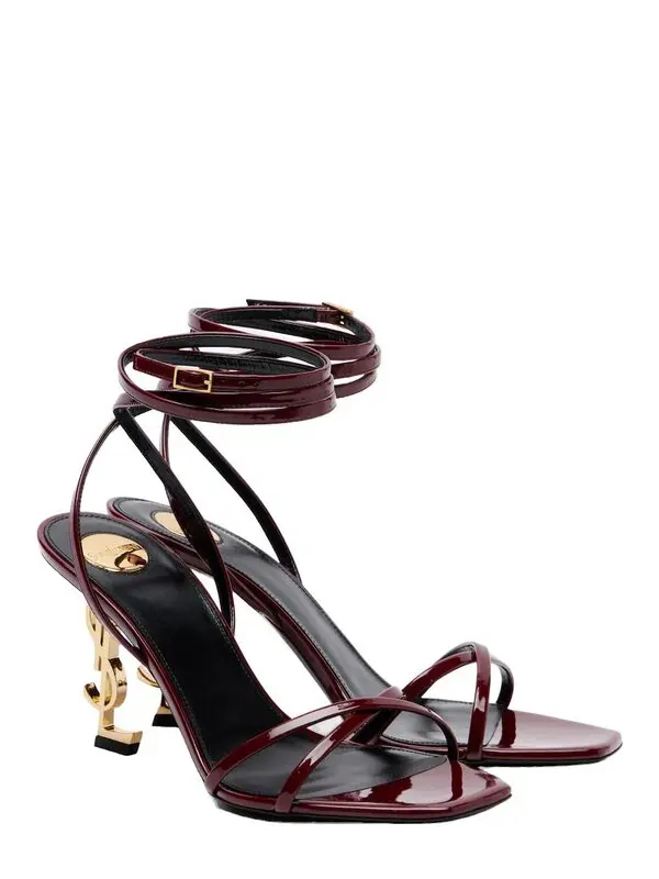 Saint Laurent Opyum 85 Patent Leather Sandals - Burgundy