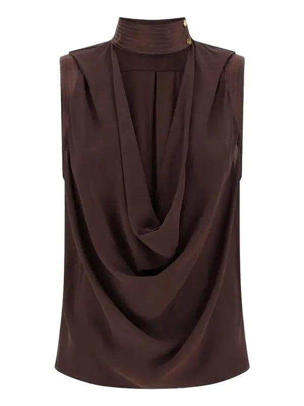 Elisabetta Franchi Sleeveless Viscose Blouse - Brown