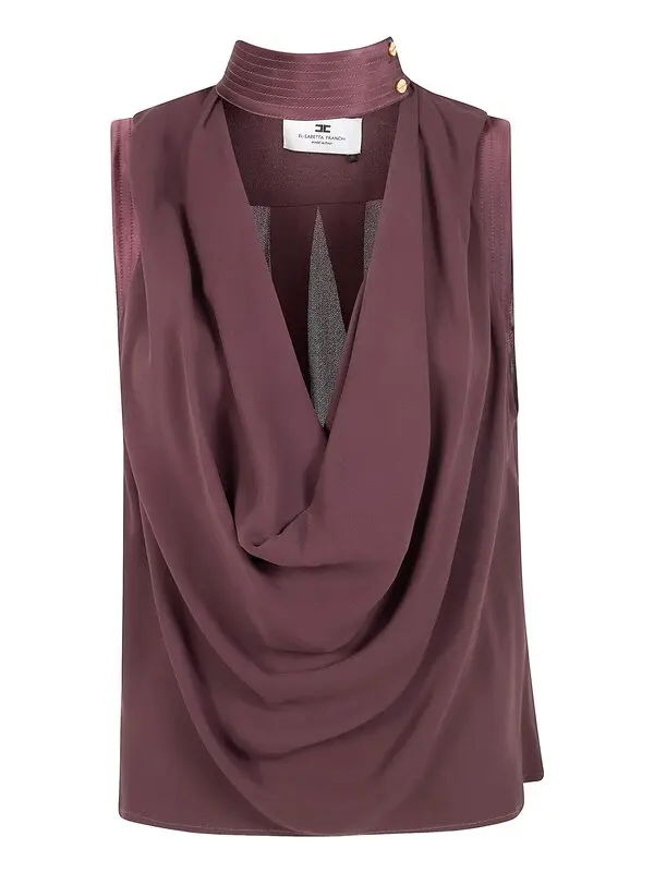 Elisabetta Franchi Sleeveless Viscose Blouse - Brown