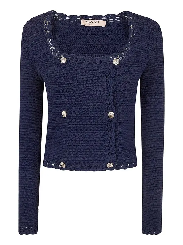 TWINSET Knitted Cropped Jacket - Blue