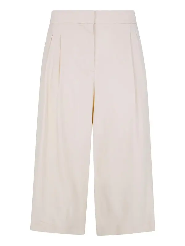 TWINSET Wide Leg Cropped Trousers - White