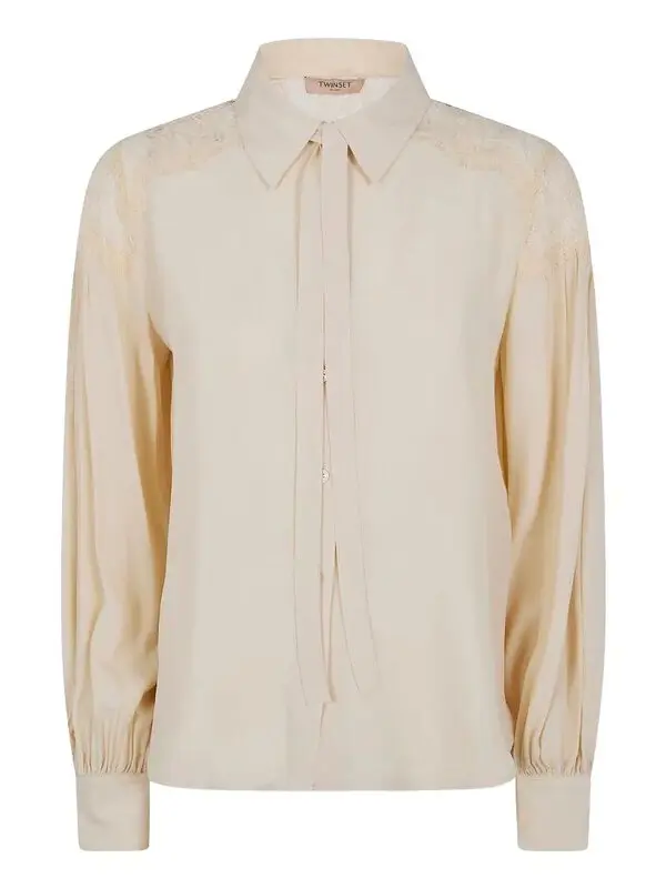 TWINSET Lace Trim Shirt - White