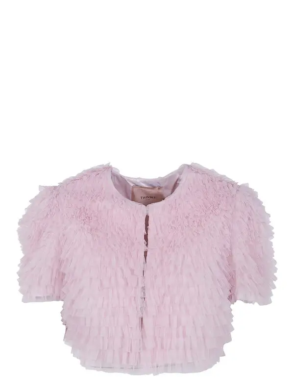 TWINSET Cropped Ruffled Jacket - Pink