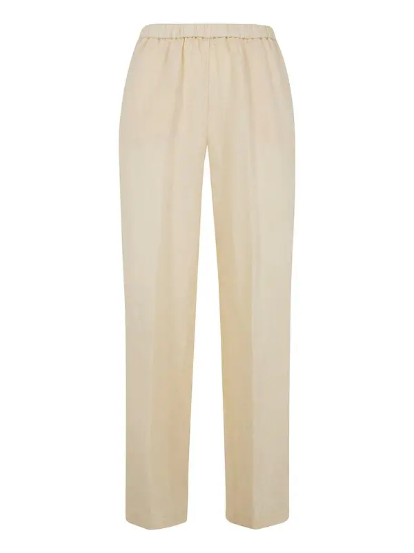 Aspesi Wide Leg Linen Trousers - Beige