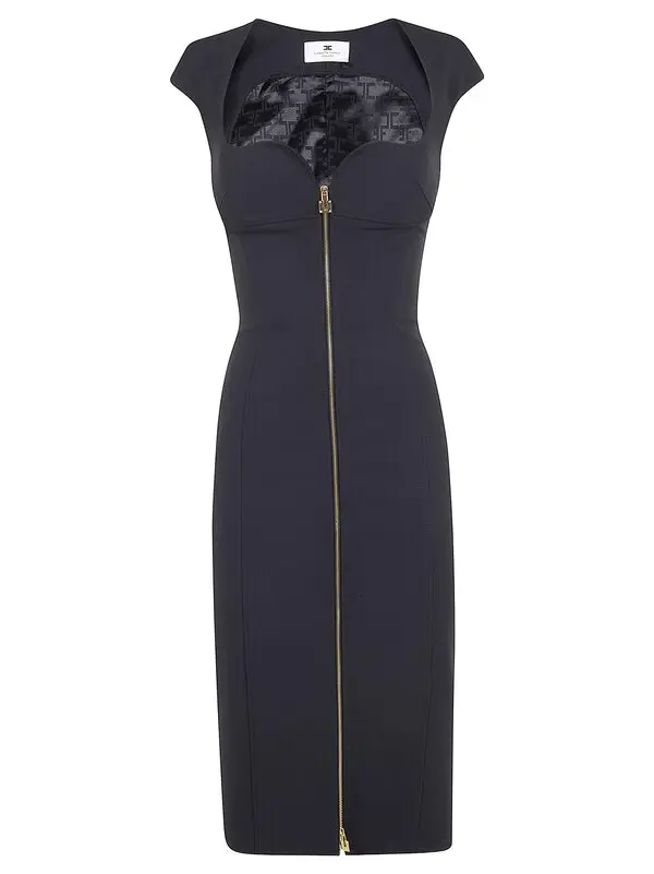 Elisabetta Franchi Midi Dress - Black