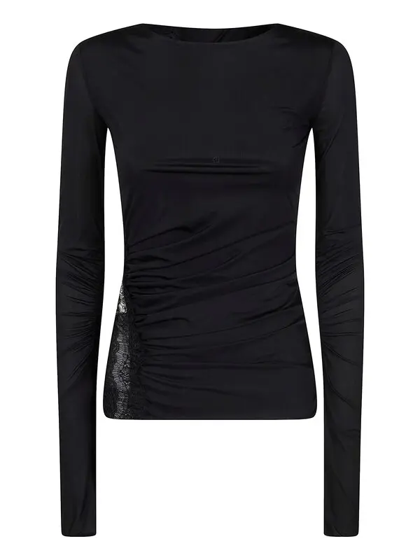 Blumarine Jersey Top With Lace - Black