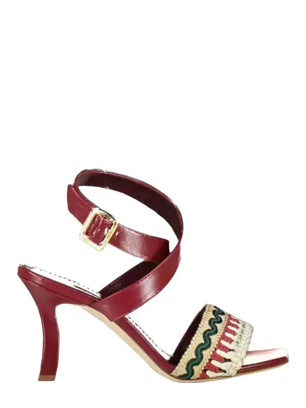 Manolo Blahnik Mabeco Woven Buckle Sandals - Red