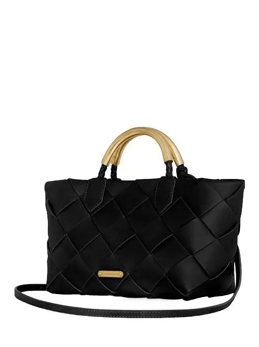 Rebecca Minkoff Mini Frankie Woven Leather Tote - Black
