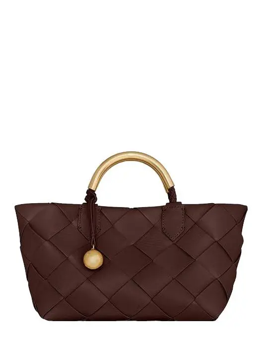 Rebecca Minkoff Mini Frankie Woven Leather Tote - Cherrywood