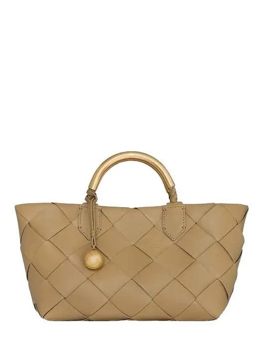 Rebecca Minkoff Mini Frankie Woven Leather Tote - Sesame