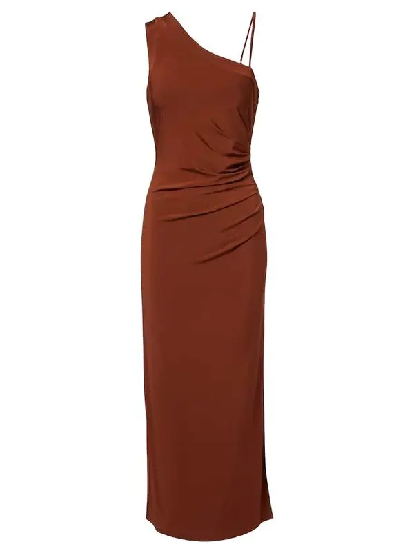 Max Mara Fiabe One-shoulder Midi Dress - Brown