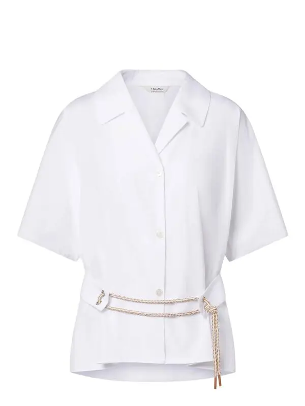 Max Mara Carisma Belted Cotton Poplin Shirt - White