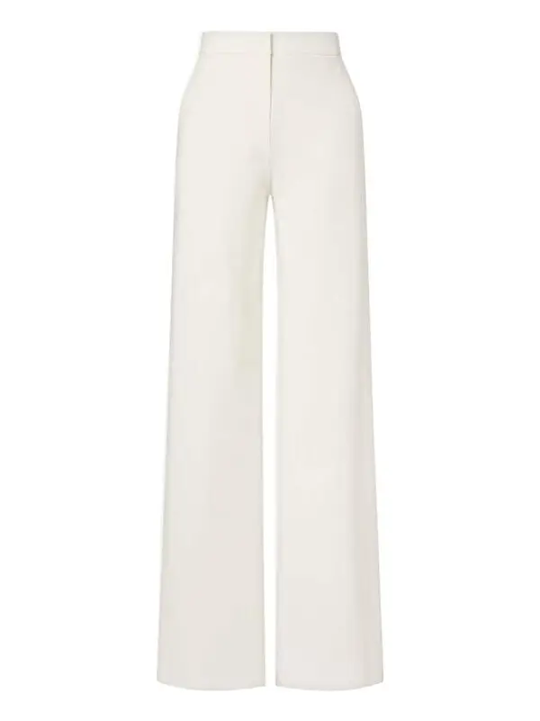 Max Mara Cotton-blend Wide-leg Pants - White