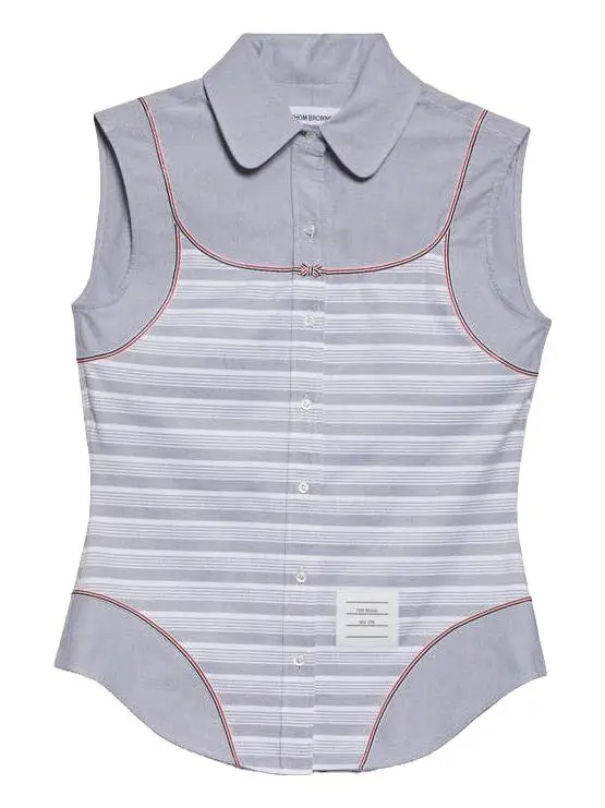 Thom Browne Sleeveless Oxford Shirt - Navy